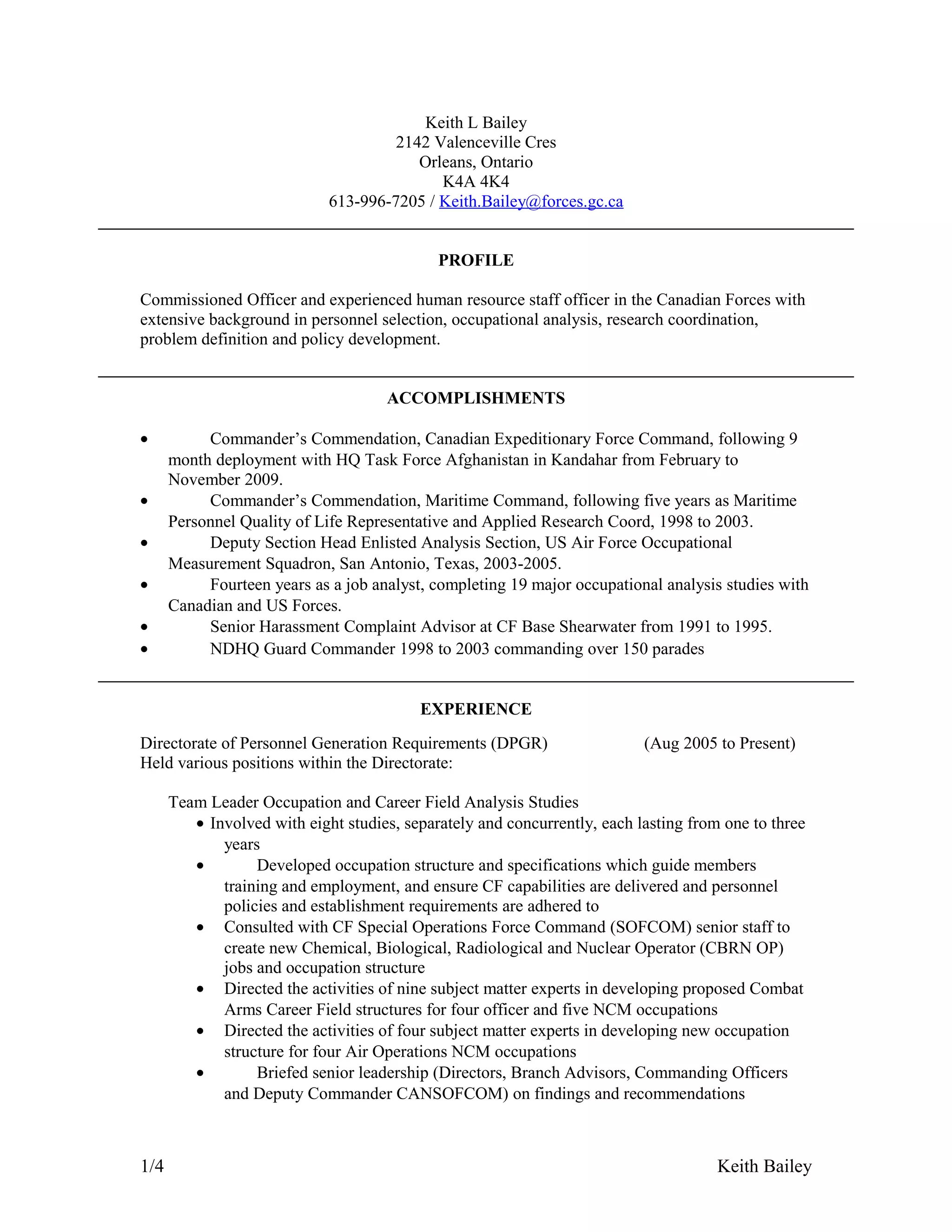 Resume - Keith L Bailey(Jan 15) | PDF