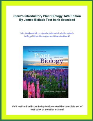 Stern's Introductory Plant Biology 14th Edition By James Bidlack Test ...