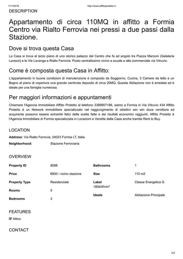 600 casa con cantinola formia centro affitto | PDF