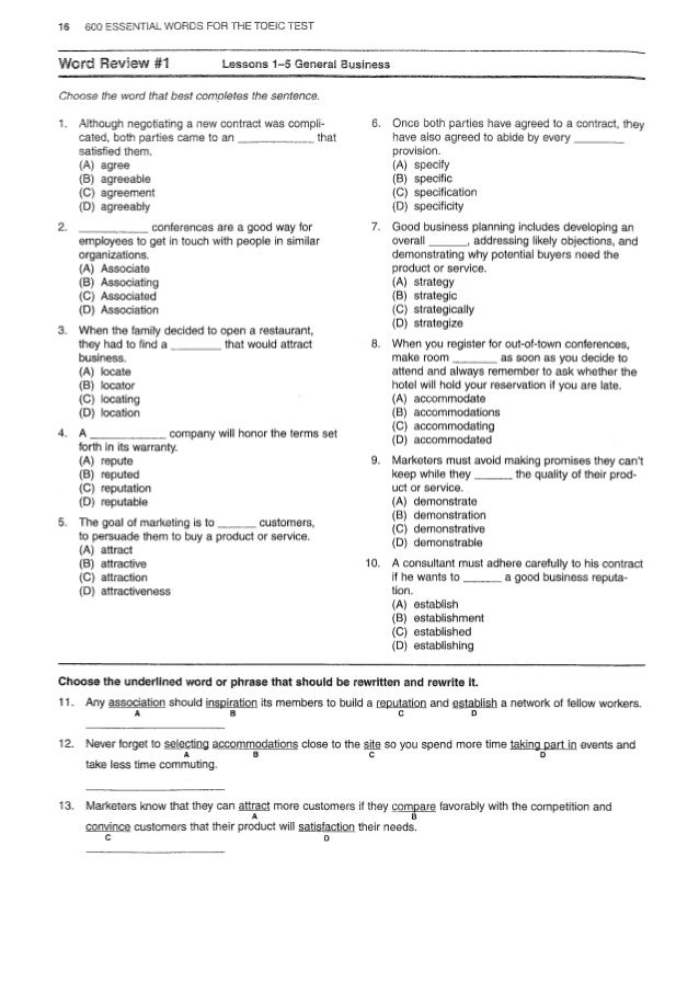 600 essential words for the toeic test