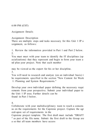 600 pm (cst)assignment details assignment description | DOCX