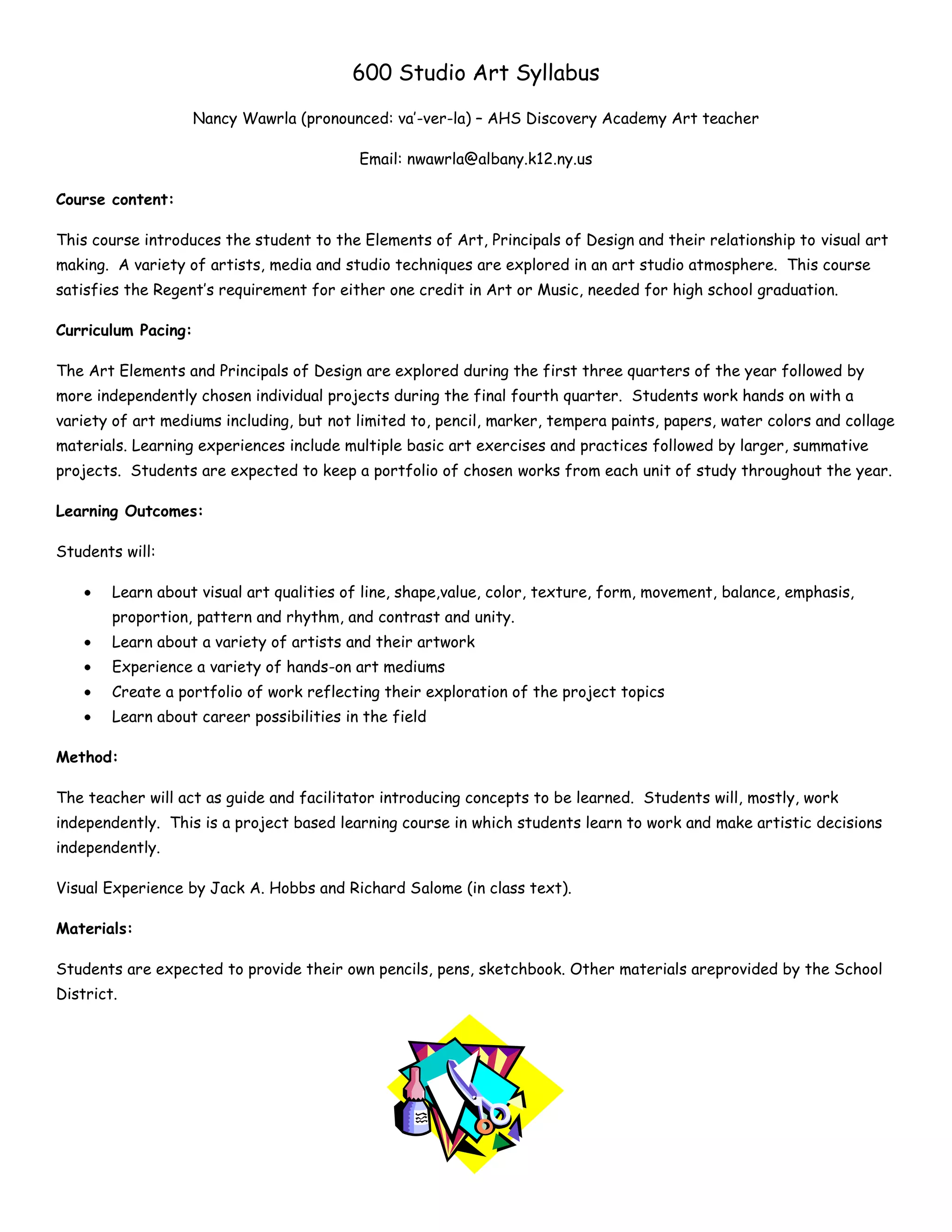 600 studio art syllabus | DOCX