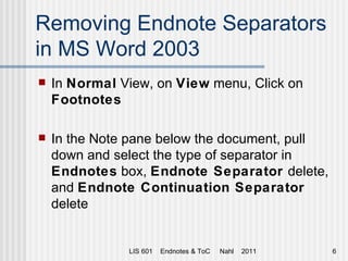 601 Session 13-Table of Contents Function-f11 | PPT