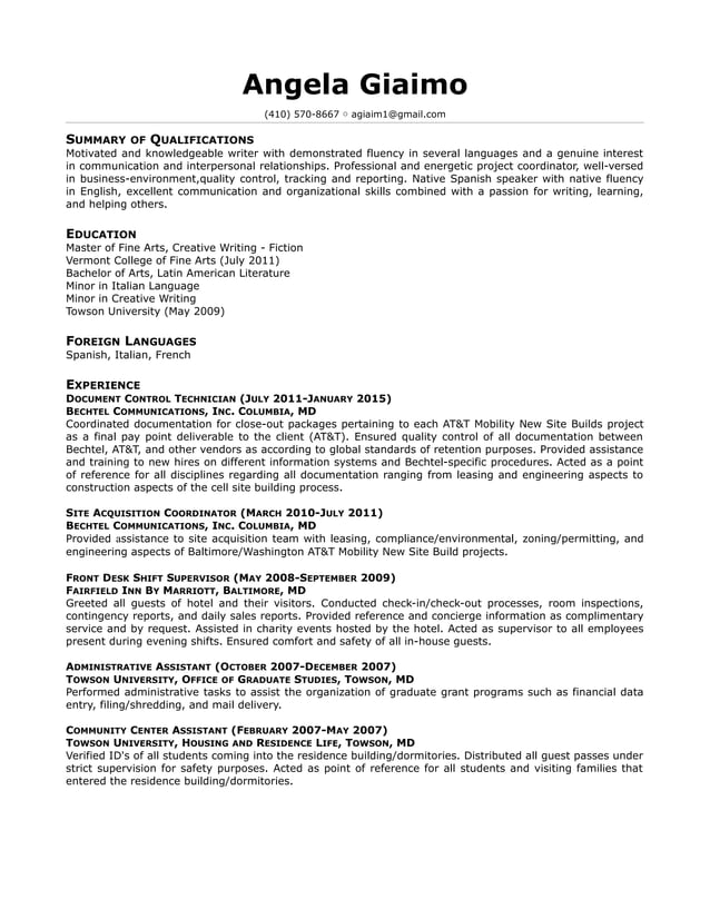 Angela Giaimo Resume 2015 | DOC