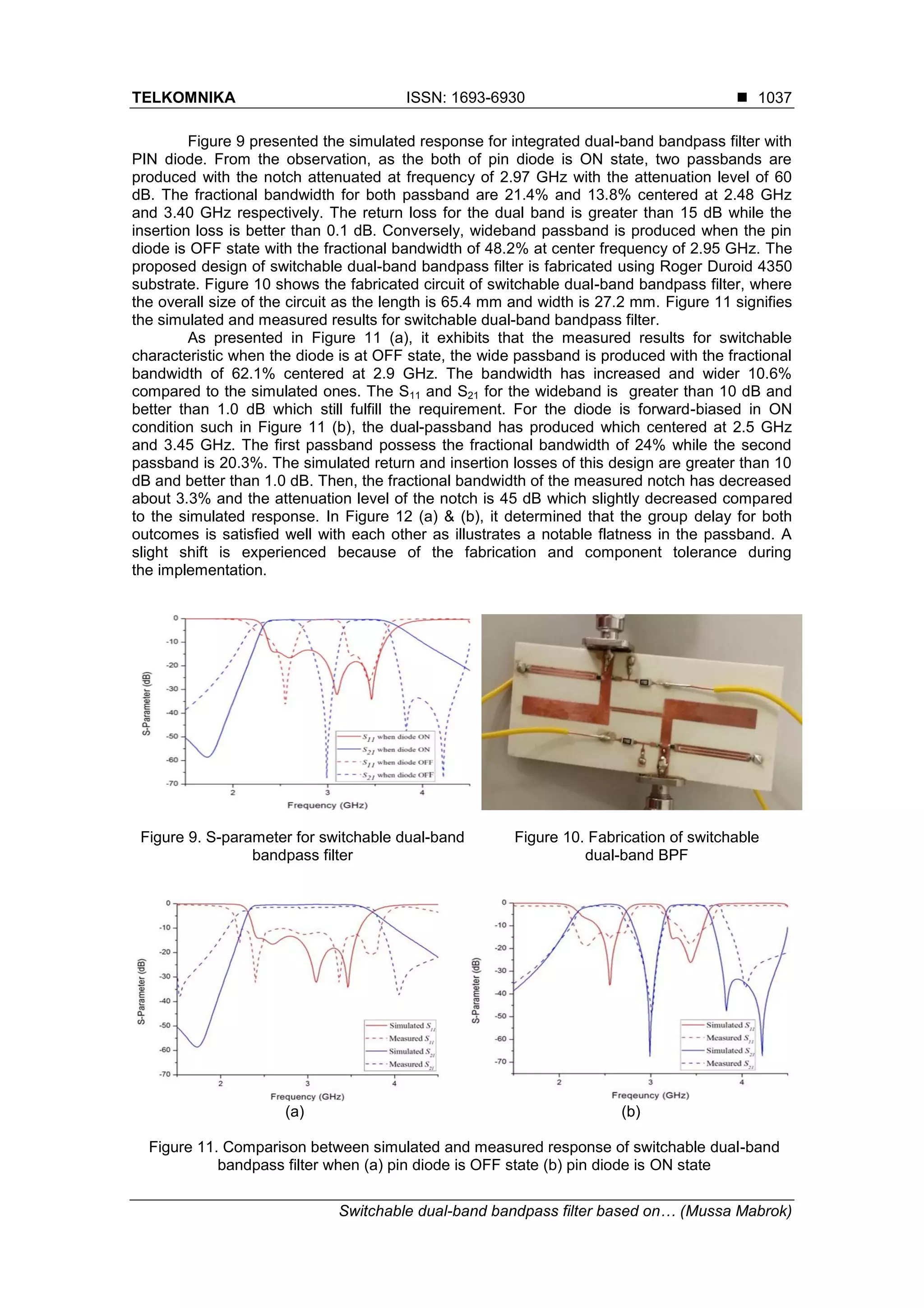 Switchable Dual Band Bandpass Filter Based On Stepped Impedance Resonator With U Shaped Defected