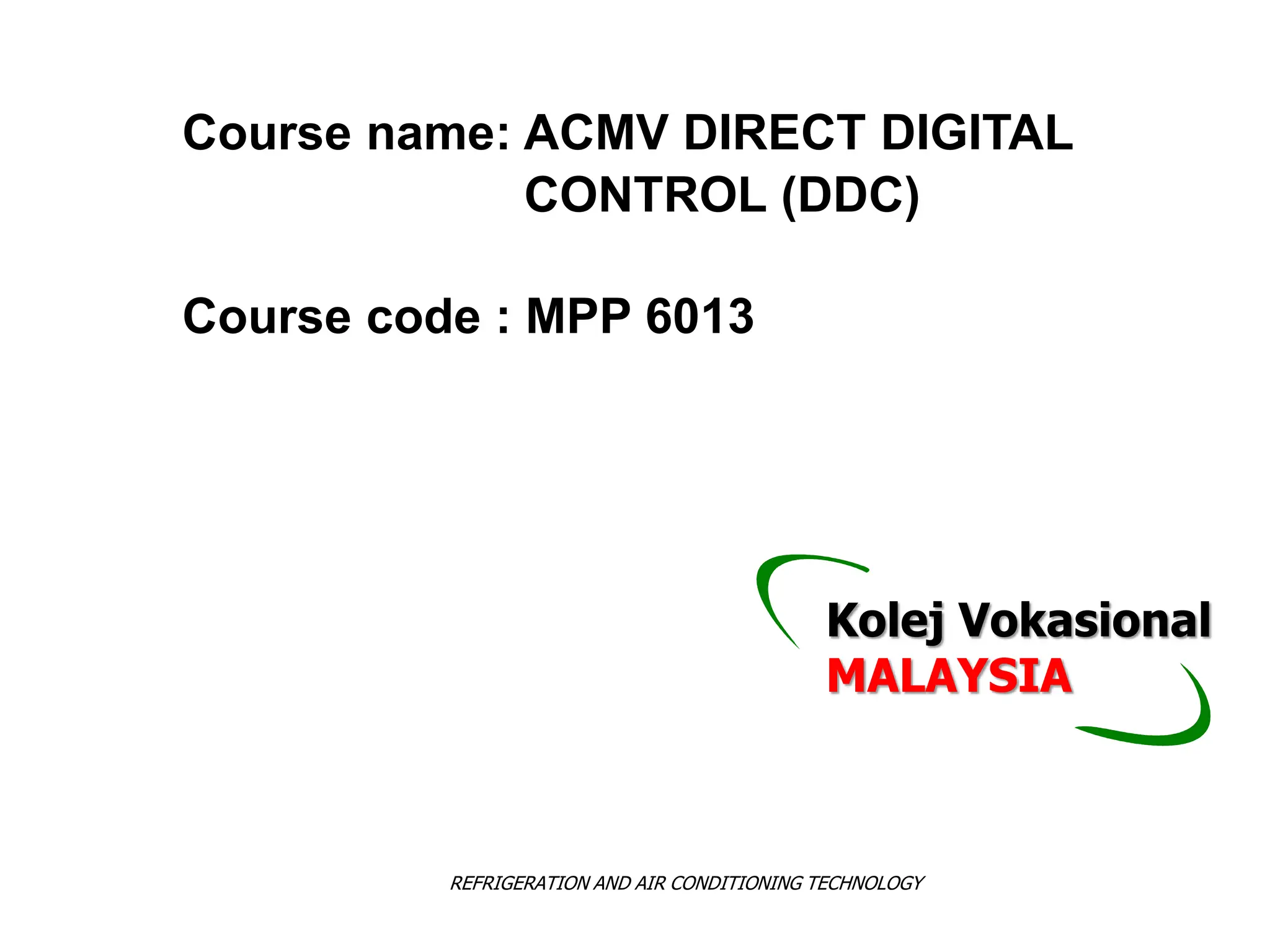 NOTA AIR CONDITIONING MECHANICAL VENTILATION DIRECT DIGITAL CONTROL ...