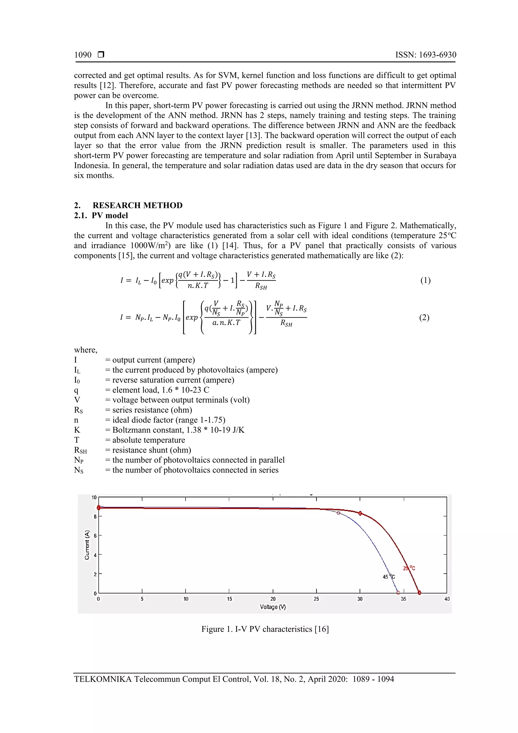 Short Term Photovoltaics Power Forecasting Using Jordan Recurrent Neural Network In Surabaya Pdf