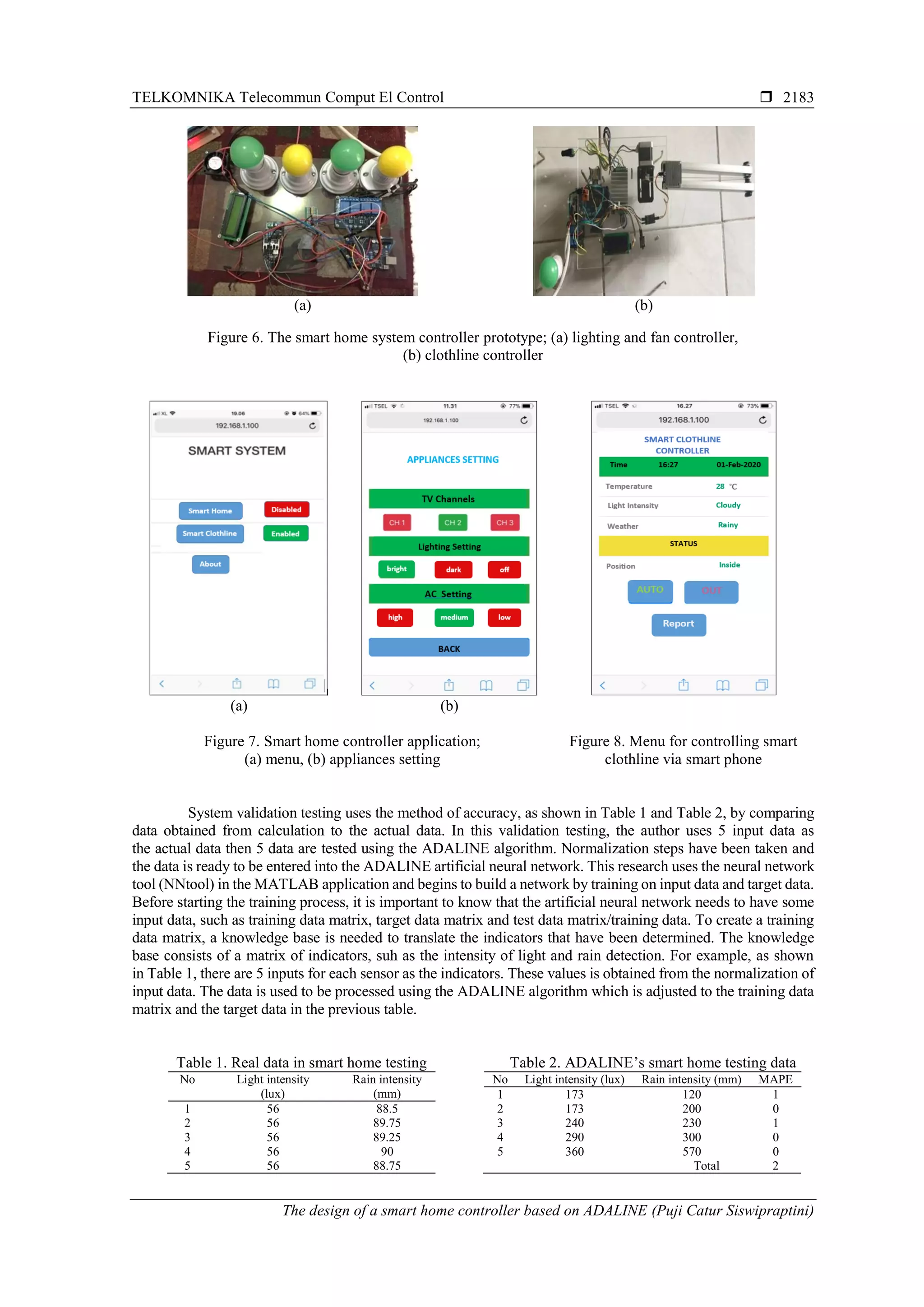 The design of a smart home controller based on ADALINE | PDF