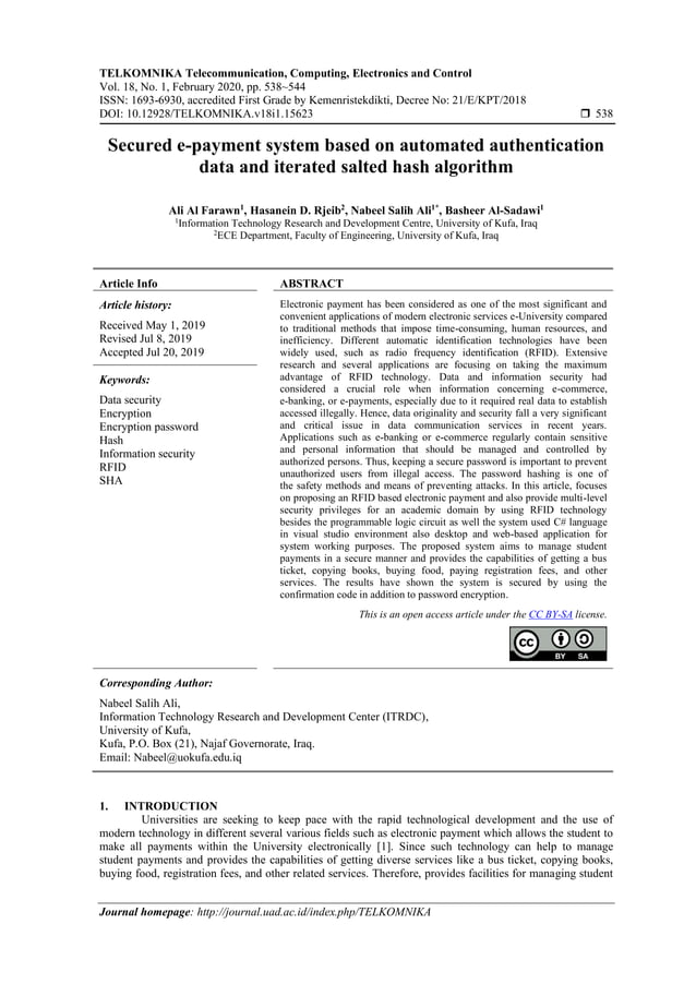 Secured e-payment system based on automated authentication data and iterated salted hash ...