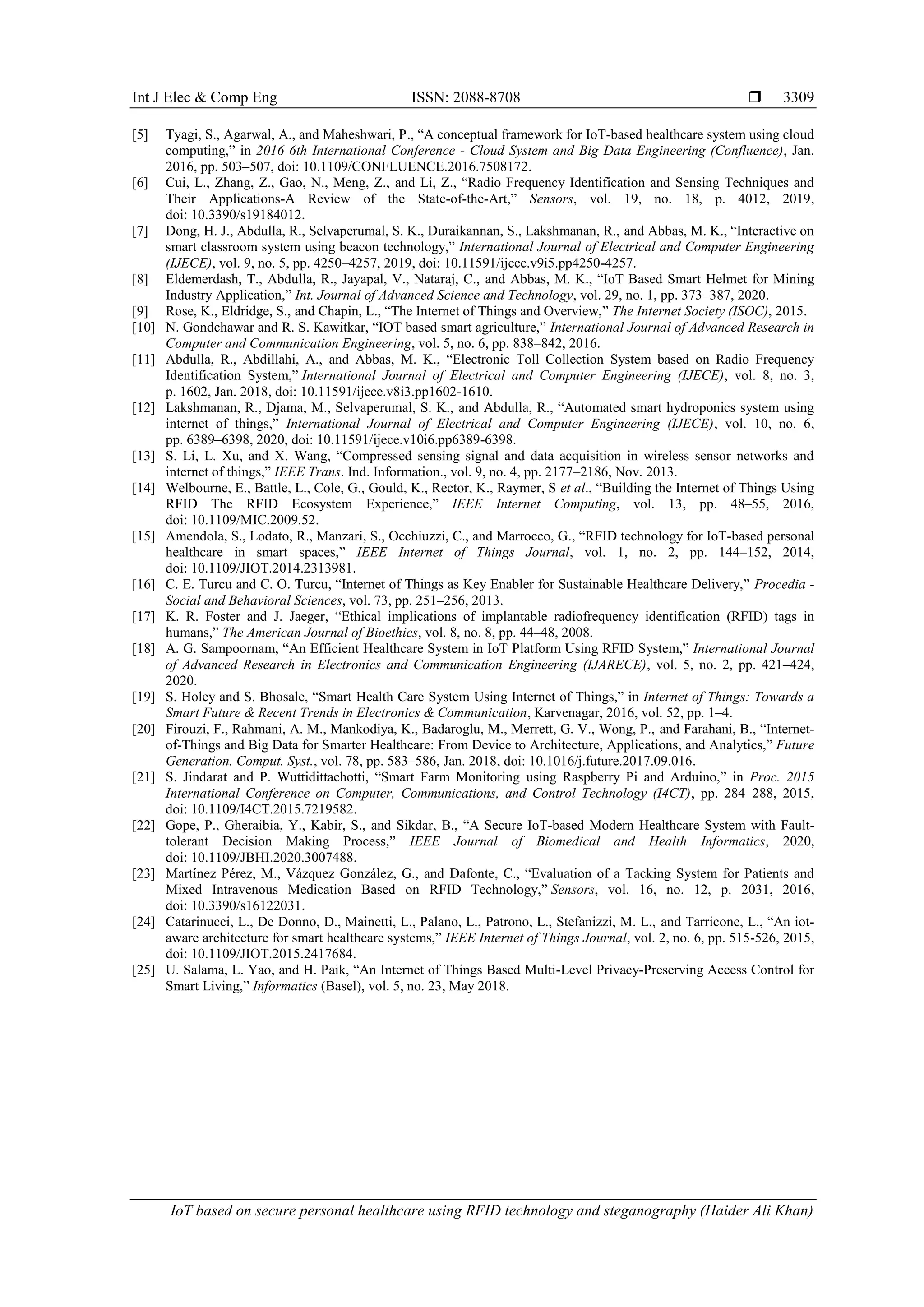 IoT based on secure personal healthcare using RFID technology and steganography | PDF