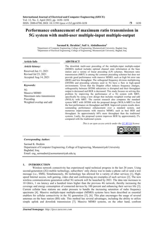 Performance enhancement of maximum ratio transmission in 5G system with multi-user multiple ...