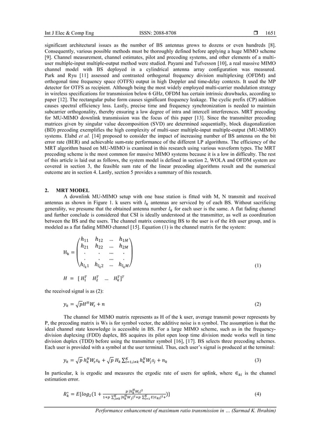 Performance enhancement of maximum ratio transmission in 5G system with multi-user multiple ...