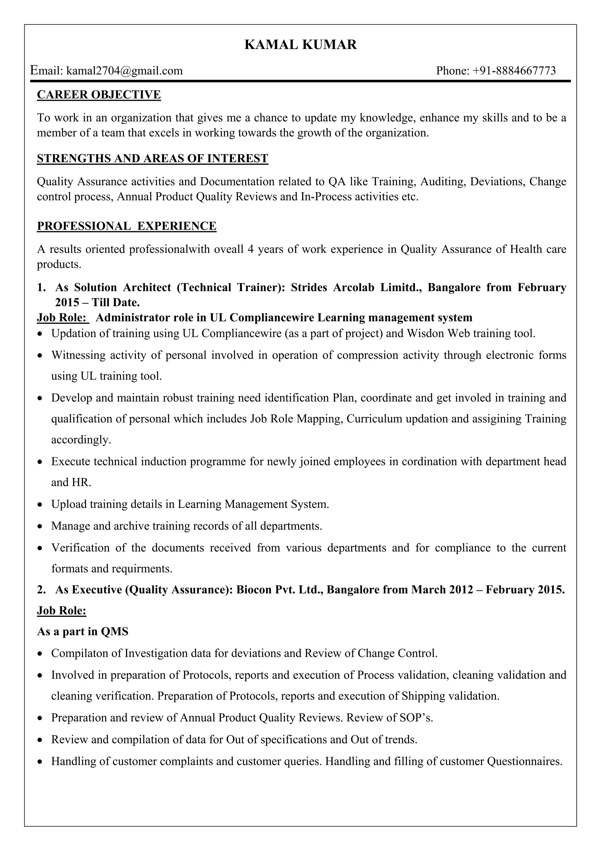 Kamal kumar -resume | PDF