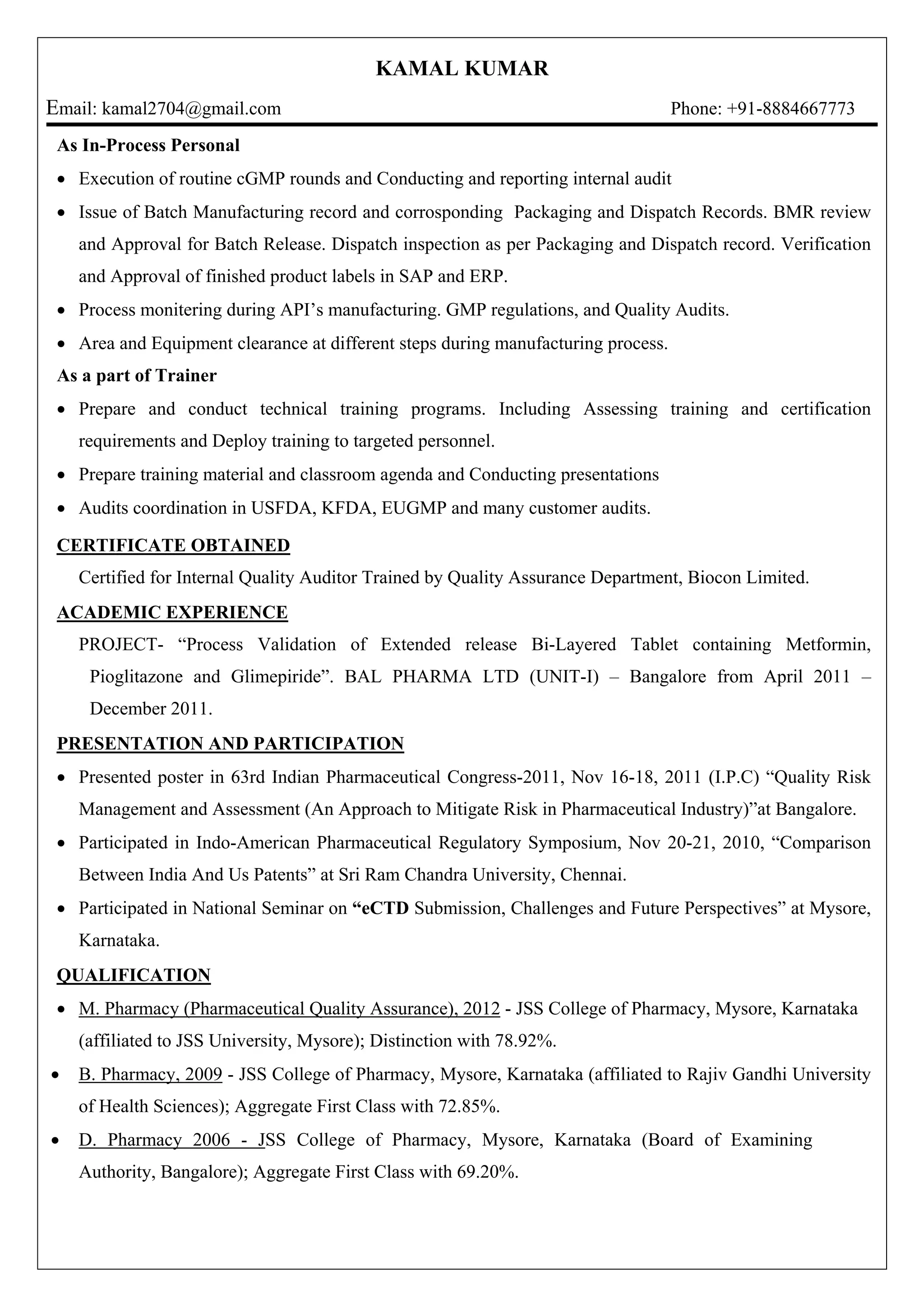 Kamal kumar -resume | PDF