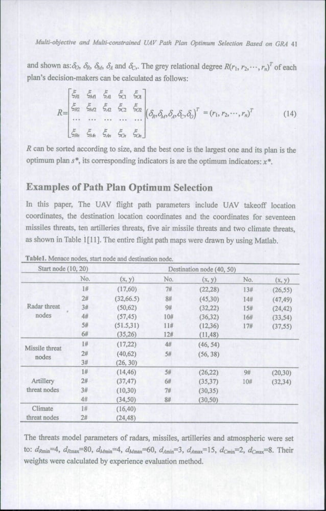 Multi-objective and Multi-constrained UAV Path Plan Optimum Selection Based on GRA* | PDF