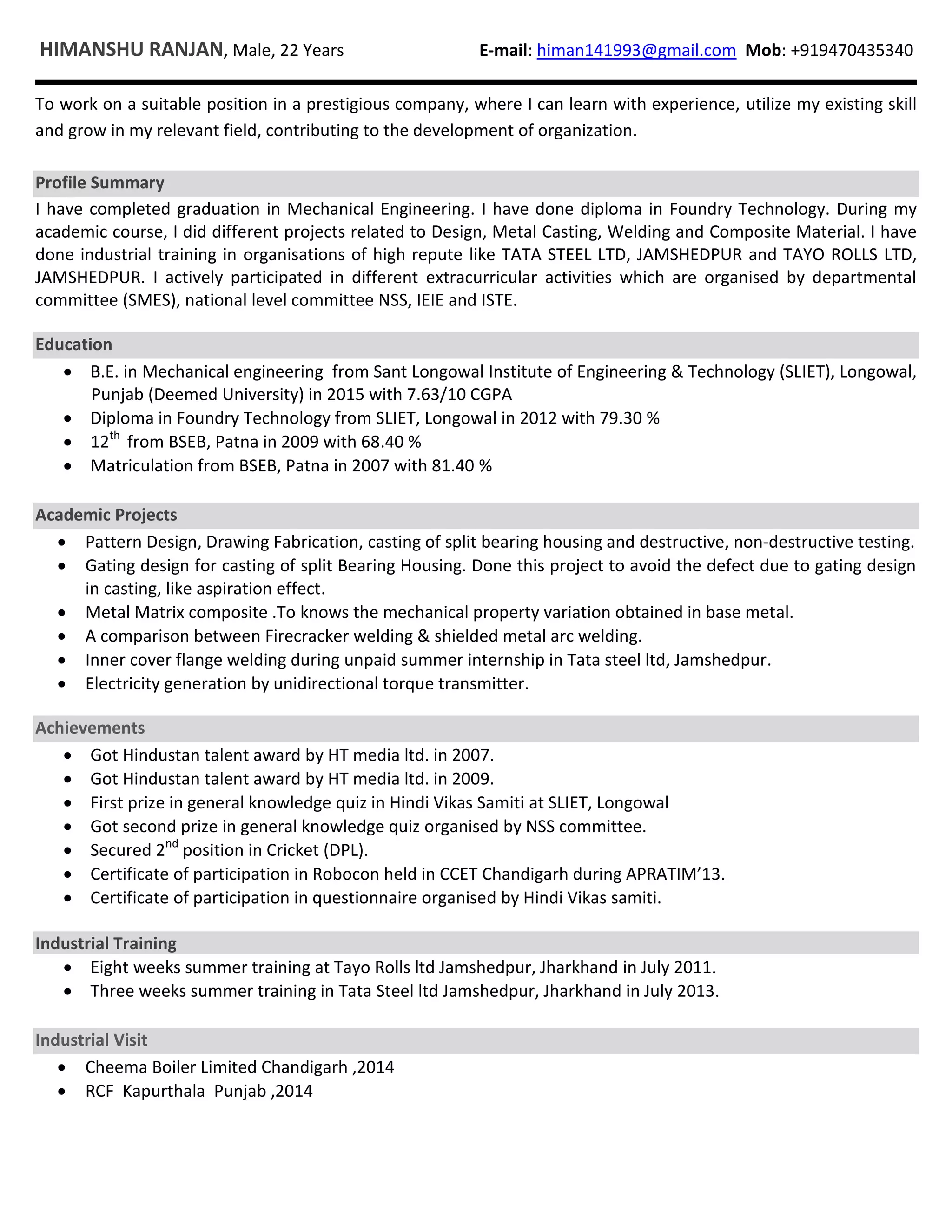 Resume_Himanshu Ranjan | PDF