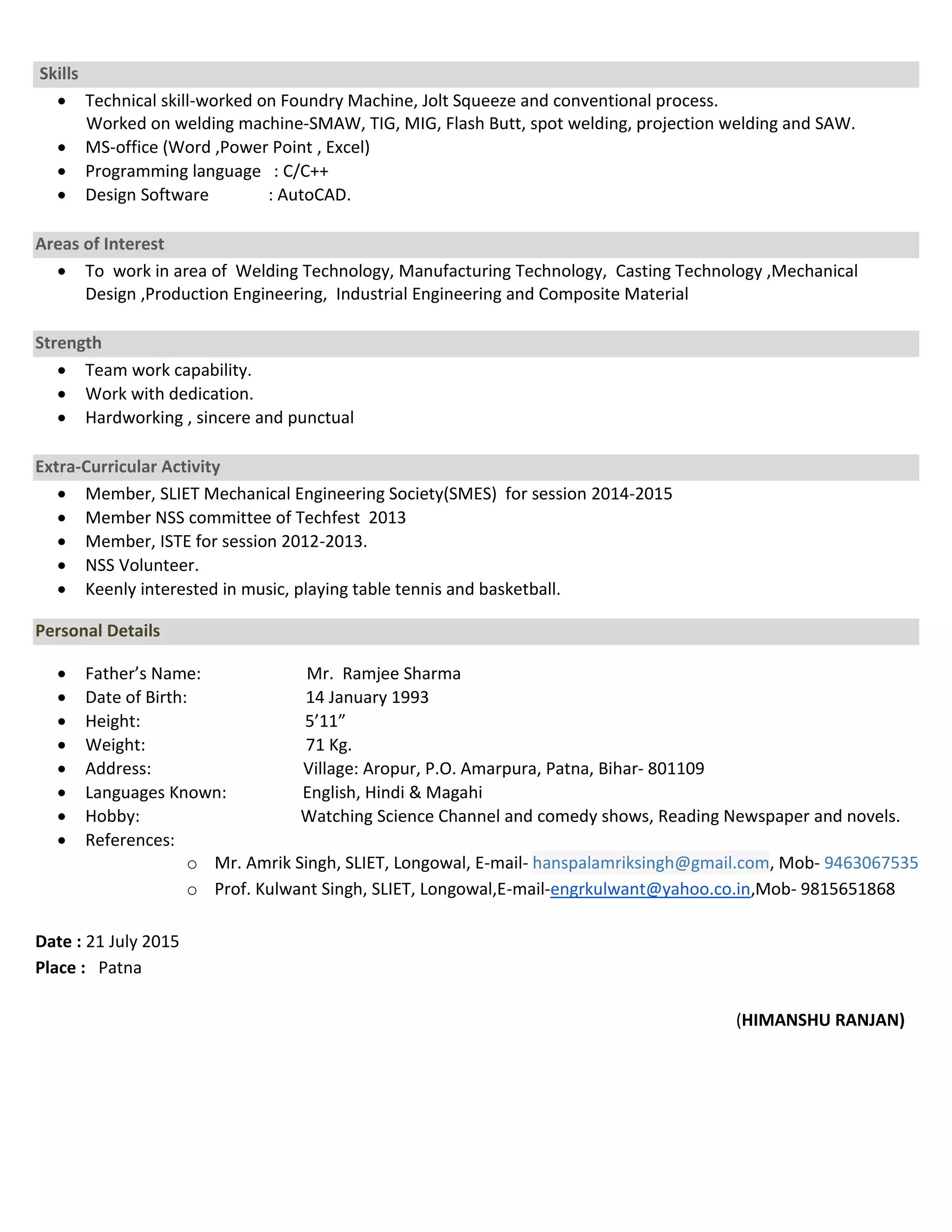 Resume_Himanshu Ranjan | PDF
