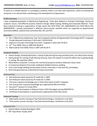 Resume_Himanshu Ranjan | PDF