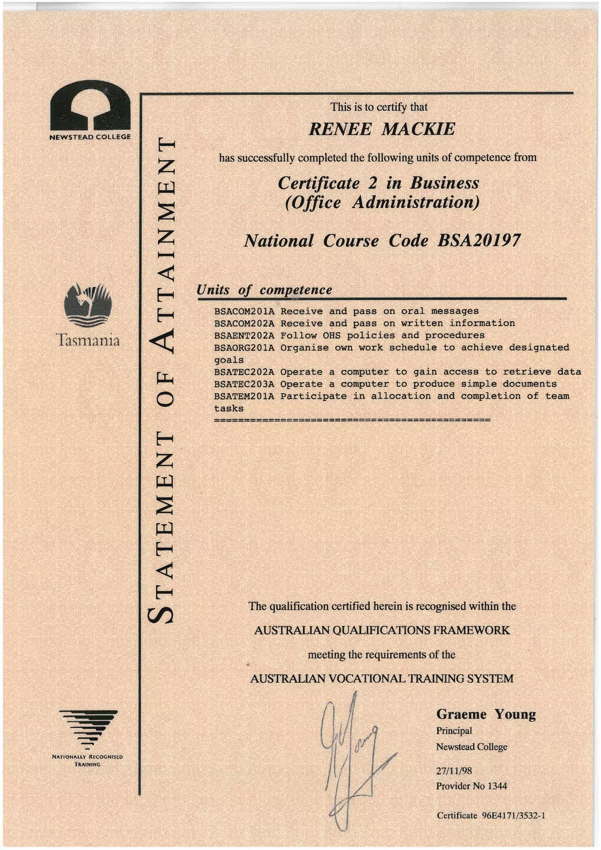 Certificate 2 in Buisness - Office Administrationpdf | PDF