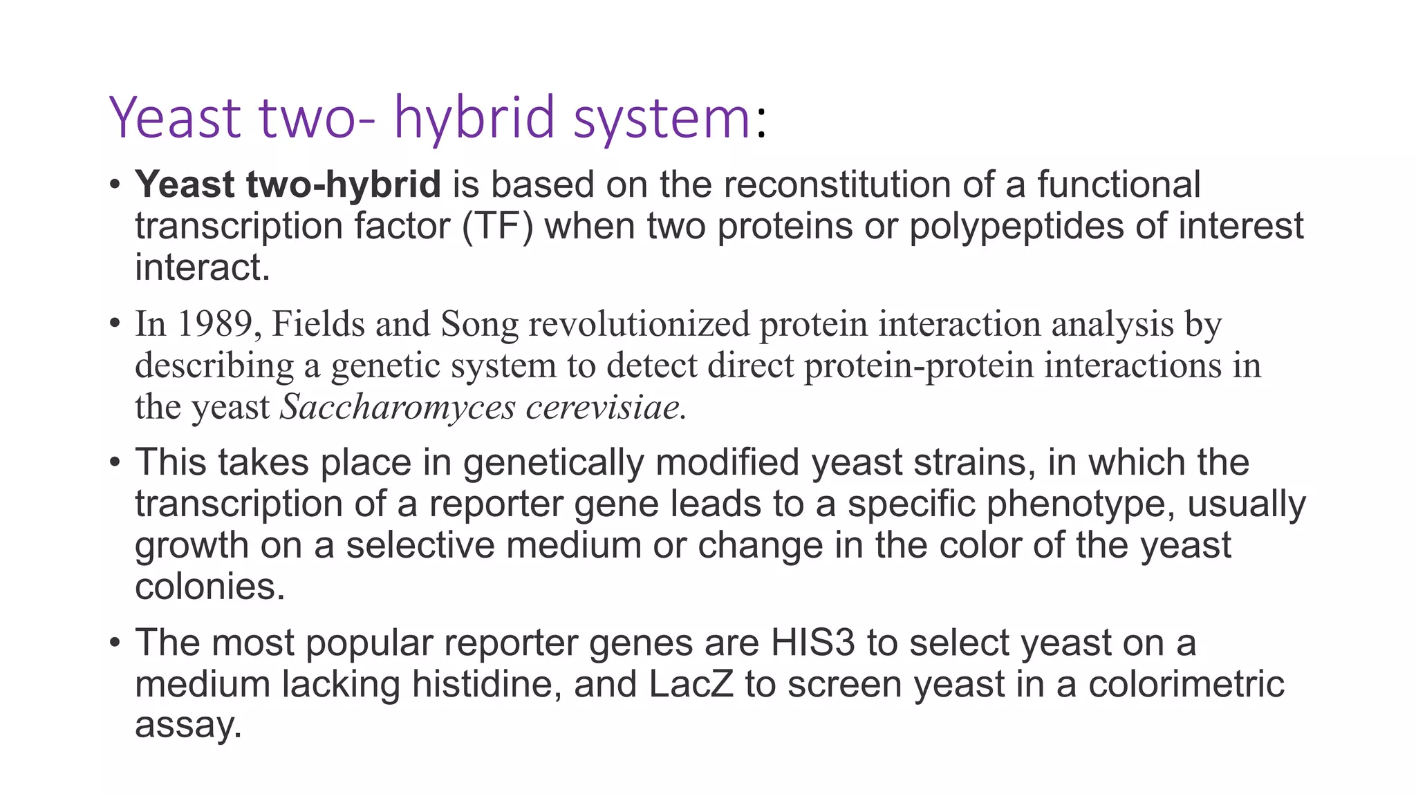 yeast two hybrid system | PPTX