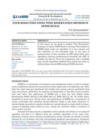 PAPR Reduction using Tone Reservation Method in OFDM Signal | PDF