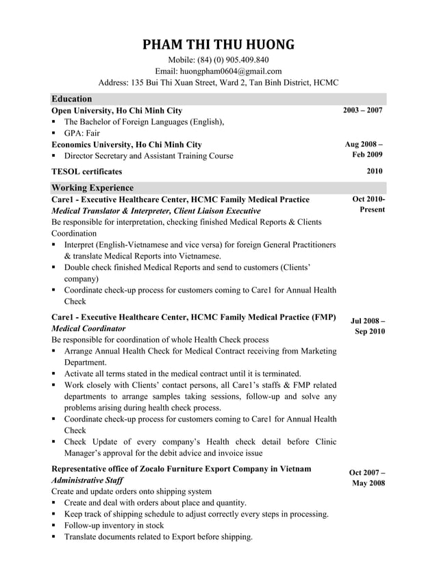 CV_Pham Thi Thu Huong_2016 | PDF