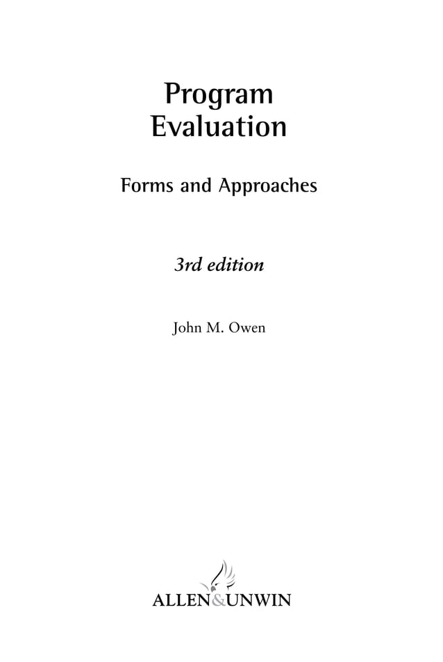 Program Evaluation 3rd Edition John M. Owen | PDF