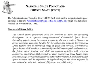 National Space Policy (Space Show June 14th) | PPTX