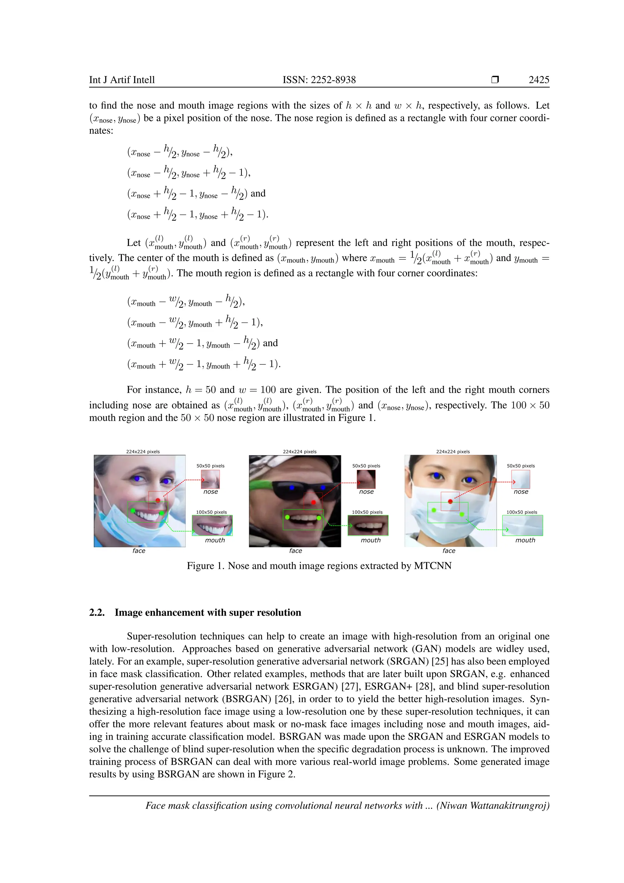 Face Mask Classification Using Convolutional Neural Networks With Facial Image Regions And Super