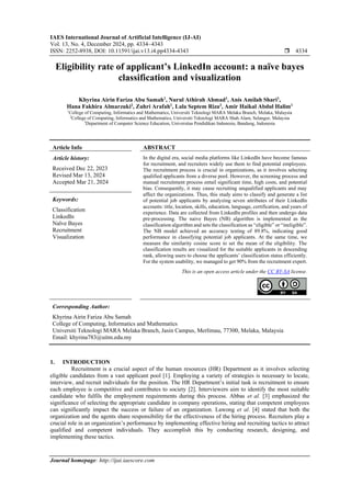 Eligibility rate of applicant’s LinkedIn account: a naïve bayes ...