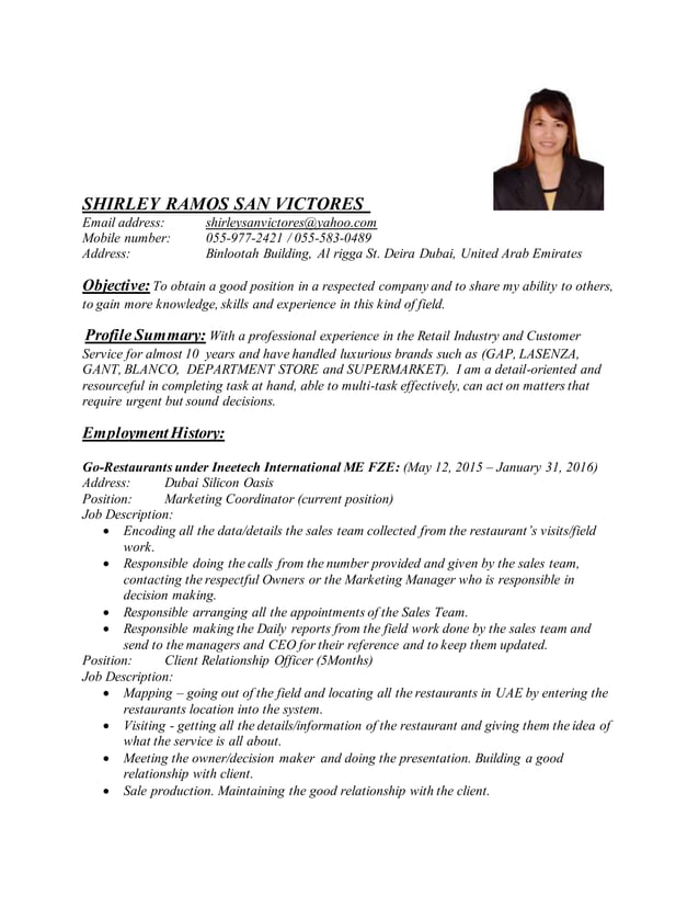 SHIRLEY RAMOS updated CV | DOCX | Sales | Business