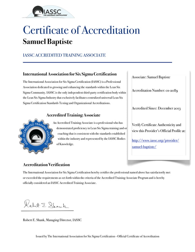 IASSC Certificate of Accreditation | PDF