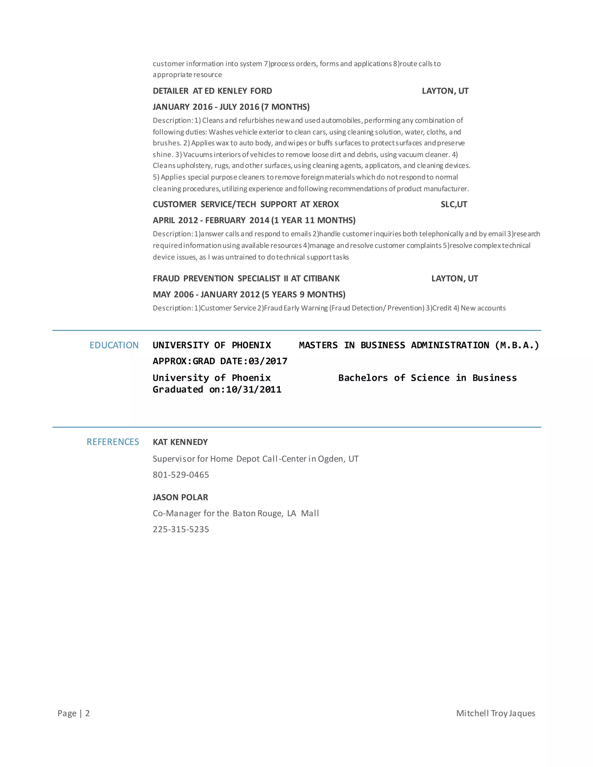 mitchell jaques resume 2016 | DOCX