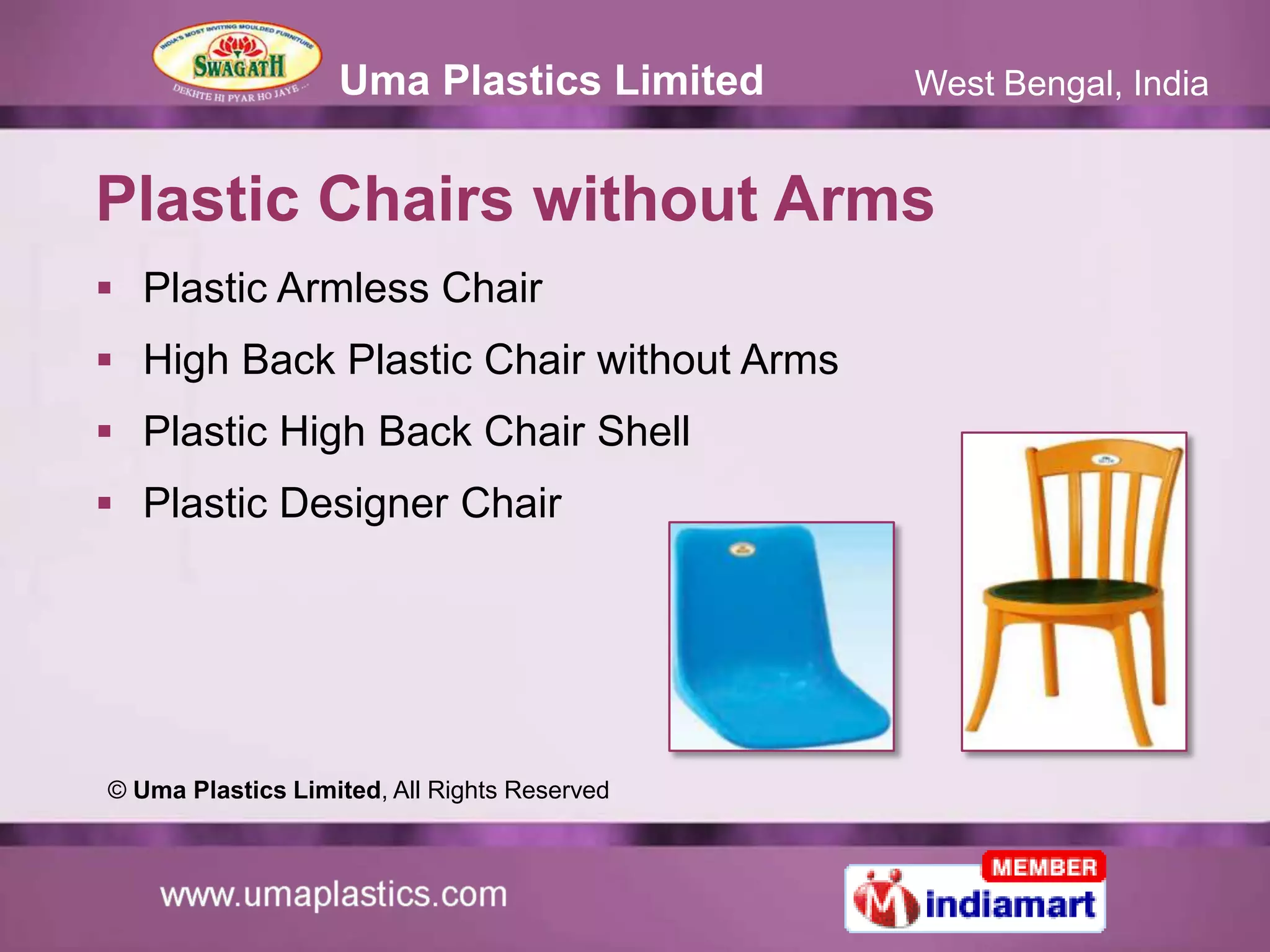 Plastic Chairs & Tables by Uma Plastics Limited, Kolkata | PPSX