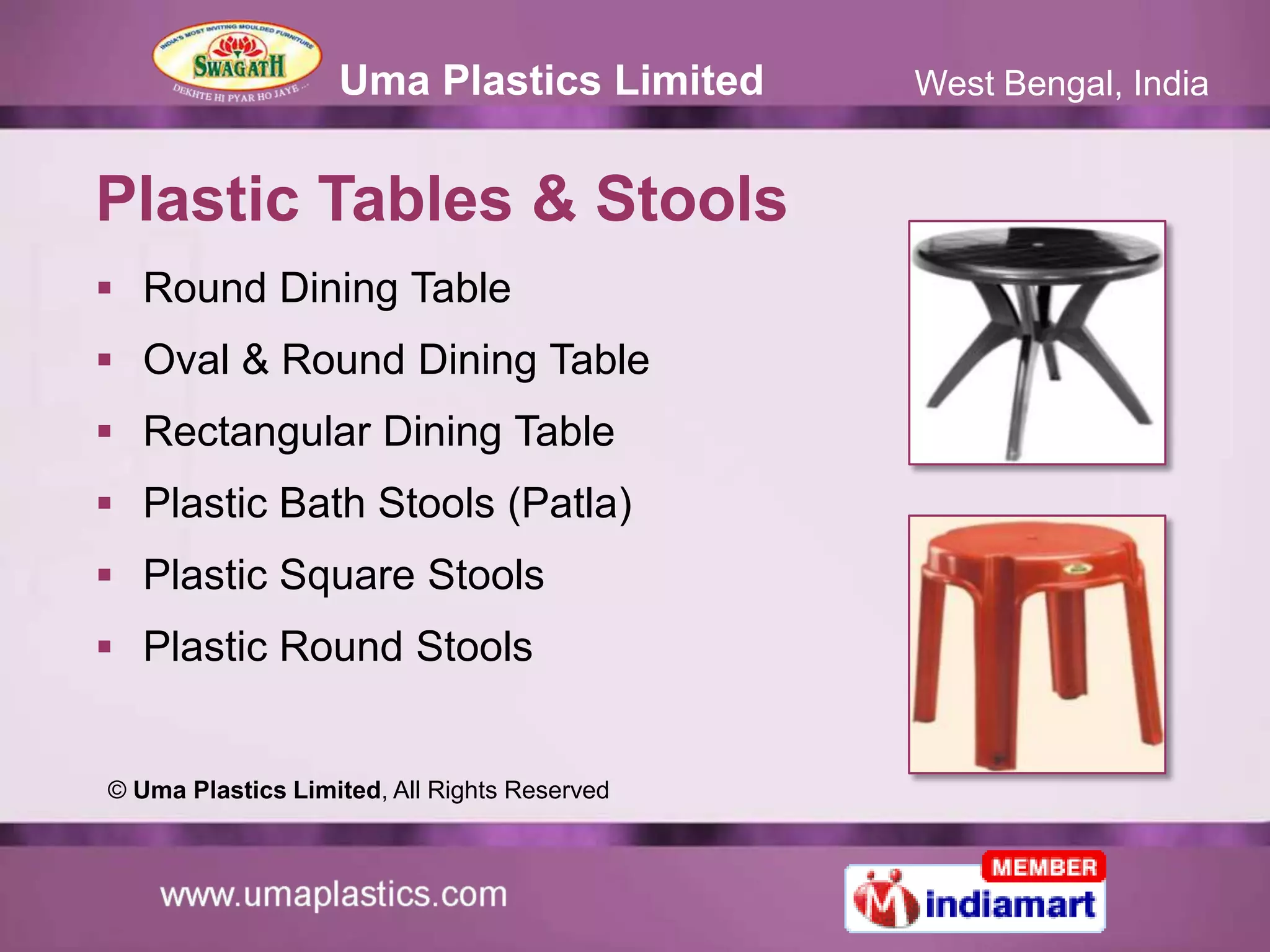 Plastic Chairs & Tables by Uma Plastics Limited, Kolkata | PPSX