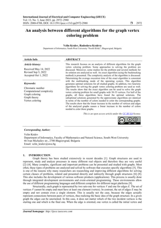 An analysis between different algorithms for the graph vertex coloring problem | PDF