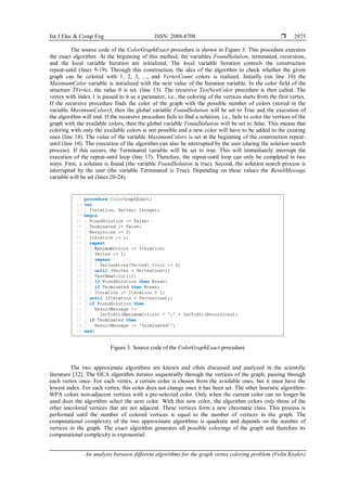 An analysis between different algorithms for the graph vertex coloring problem | PDF