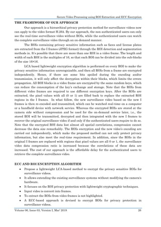 Secure Video Processing using ROI Extraction and ECC Encryption | PDF