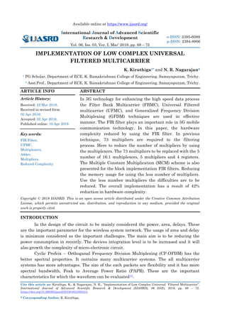 Implementation of Low Complex Universal Filtered Multicarrier | PDF