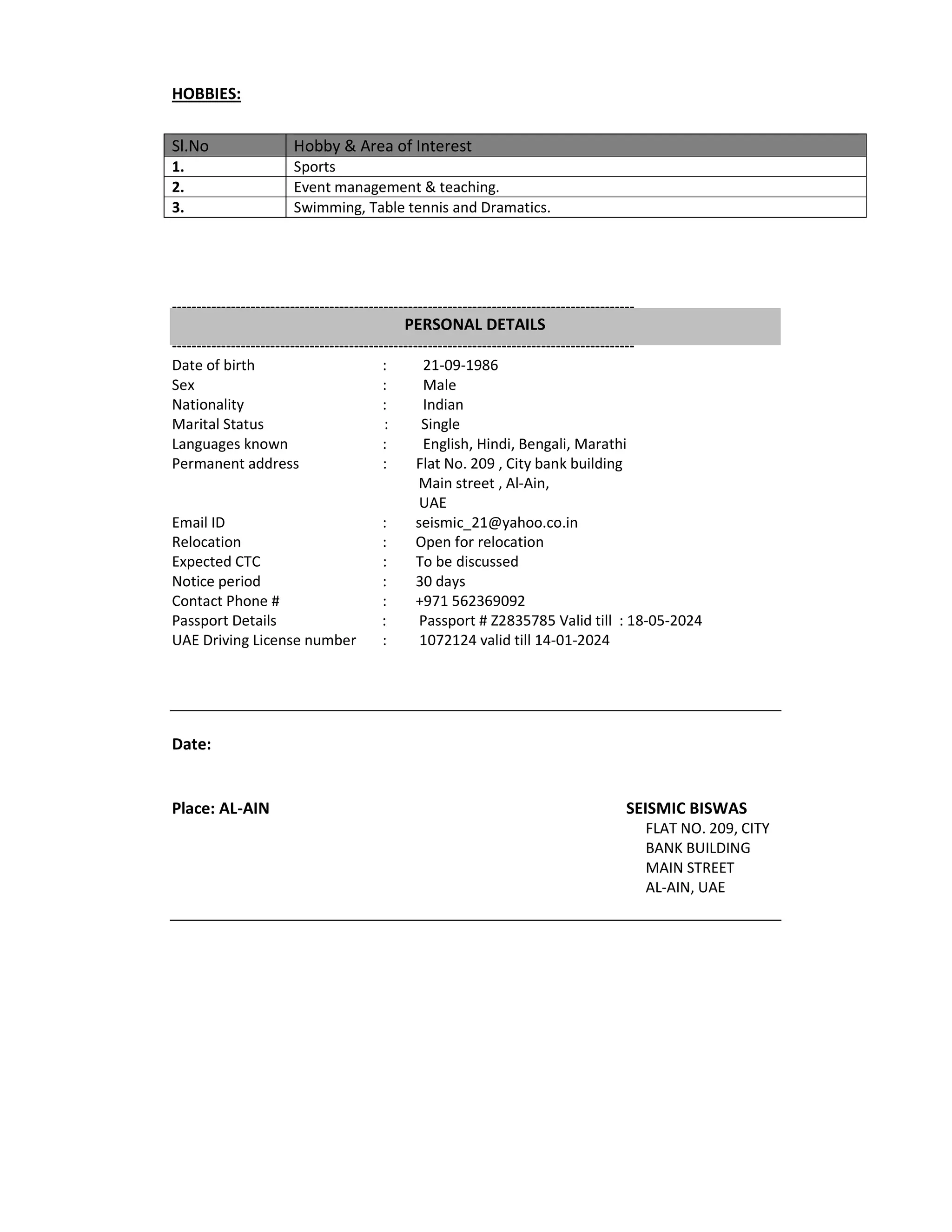CV - SEISMIC BISWAS -new - Copy | PDF