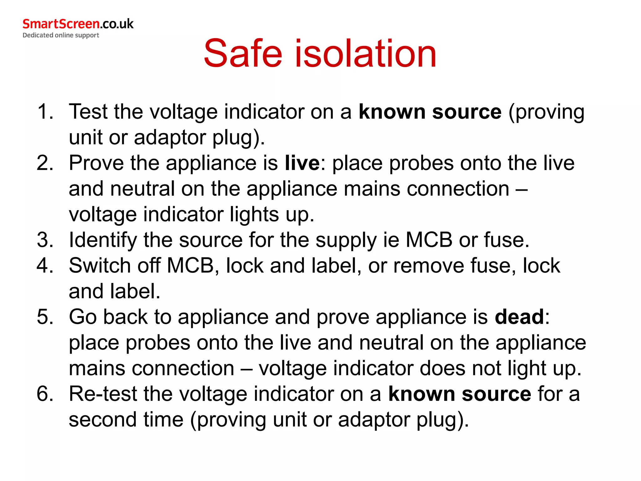 Procedures for safely isolating supplies | PPT