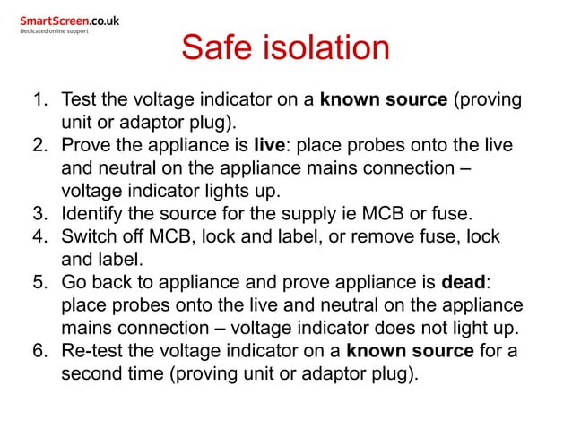 Procedures for safely isolating supplies | PPT