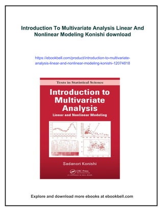 Introduction To Multivariate Analysis Linear And Nonlinear Modeling ...