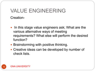 VALUE ENGINEERING ANALYSIS PPT | PPT