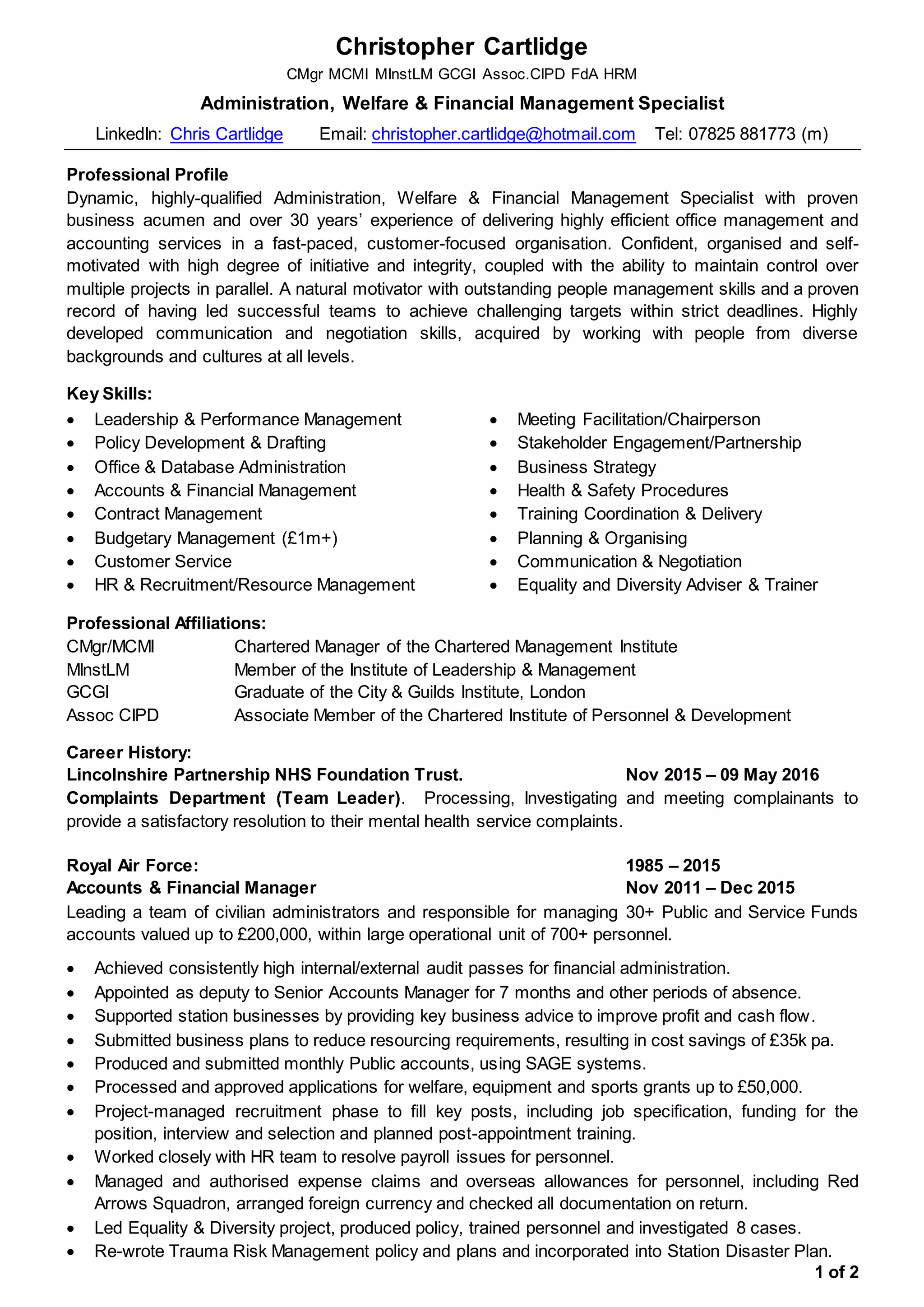 Christopher Cartlidge - CV - 10 Apr 16 | DOCX