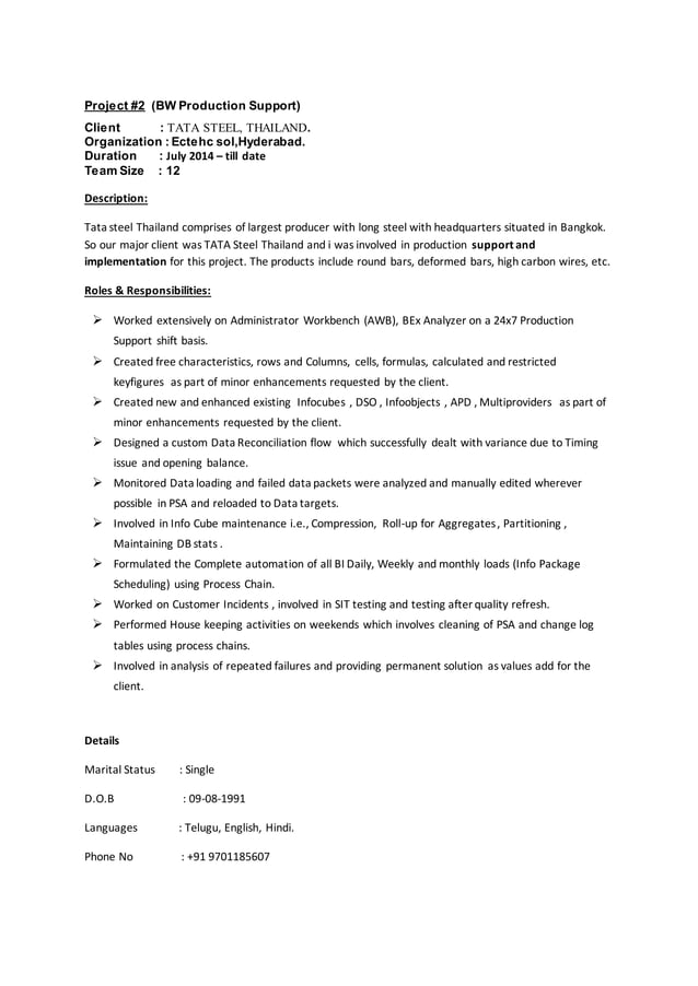 Bw hana resume | PDF