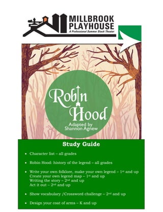 Robin Hood Study Guide - Millbrook Playhouse 2016 | PDF