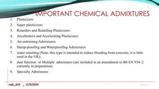 types of admixtures for concrete | PPTX