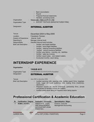 AAMER HAMEED -ACMA, APFA, COP ( ICMAP) | PDF