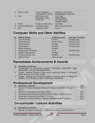 AAMER HAMEED -ACMA, APFA, COP ( ICMAP) | PDF